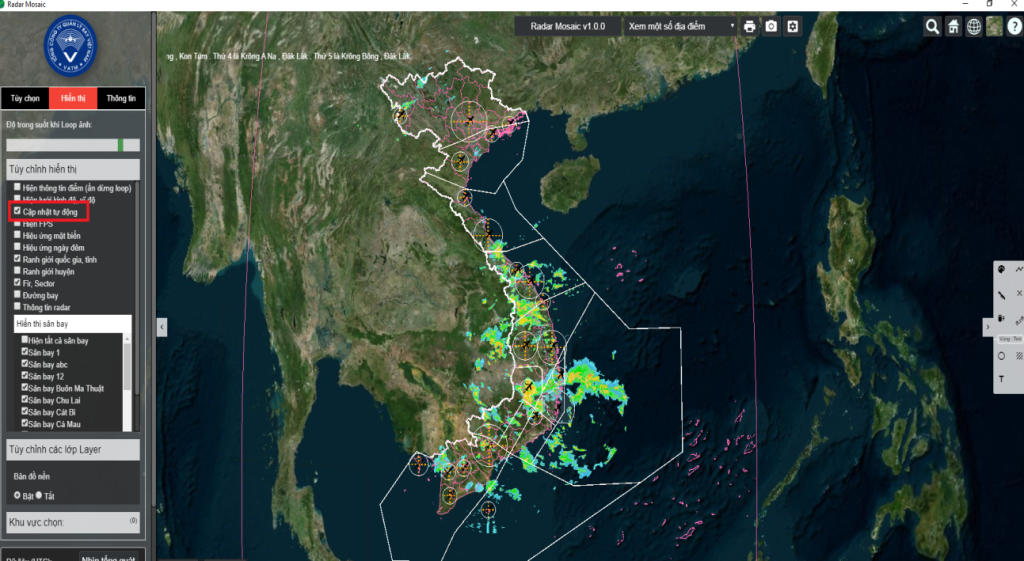 Phần mềm Radar Mosaic - Khí tượng hàng không - 5M Technologies